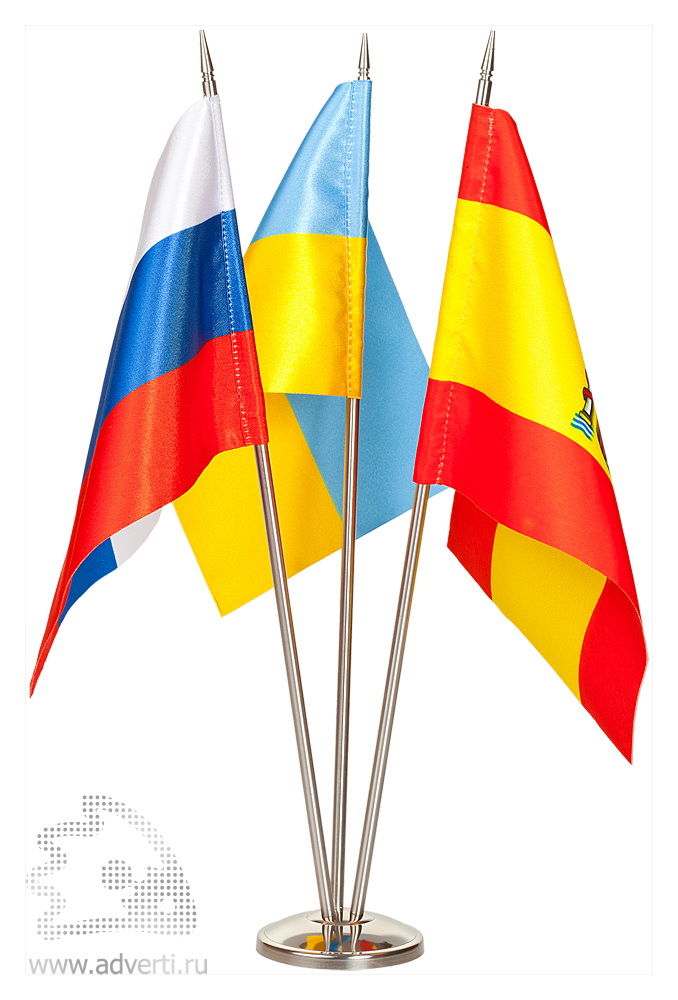 Флажок настольный с 2 или 3 никелевыми флагштоками под нанесение ...
